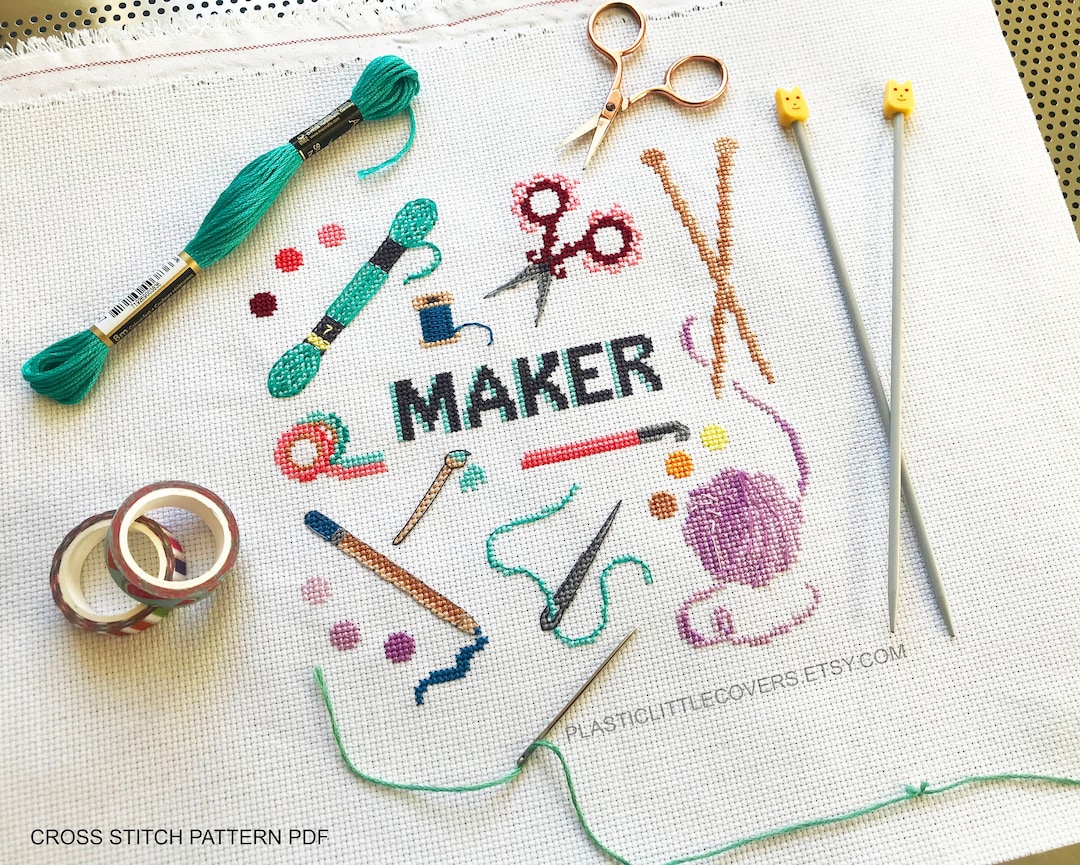 Modern Cross Stitch Pattern PDF - Maker - Crafter Gift - Knitting ...