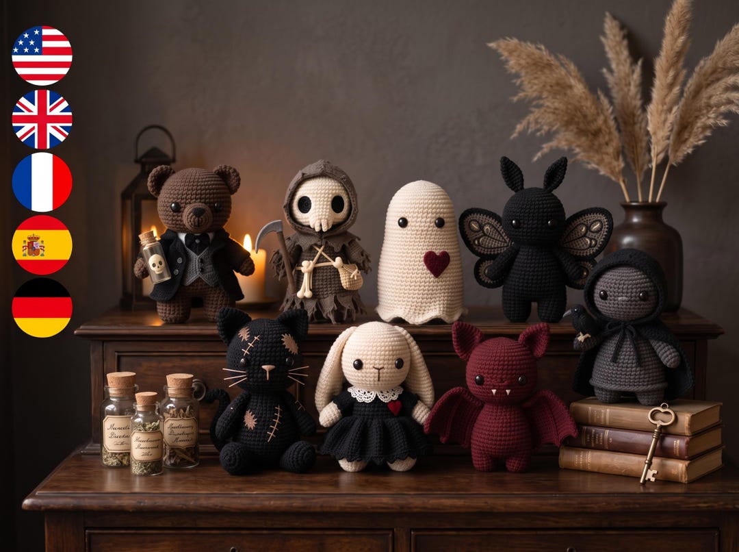 Gothic Crochet Pattern Bundle PDF, 8 Spooky Amigurumi Dolls, Creepy ...