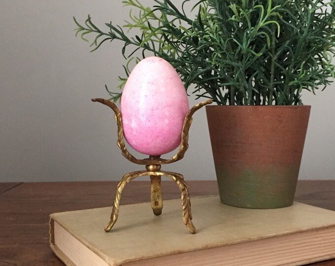 Natural Stone Pink Egg on Brass Stand - Etsy