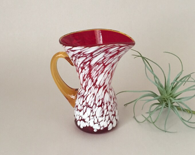 Vintage Rainbow Glass Company Hand Blown Art Glass Pitcher | Red ...