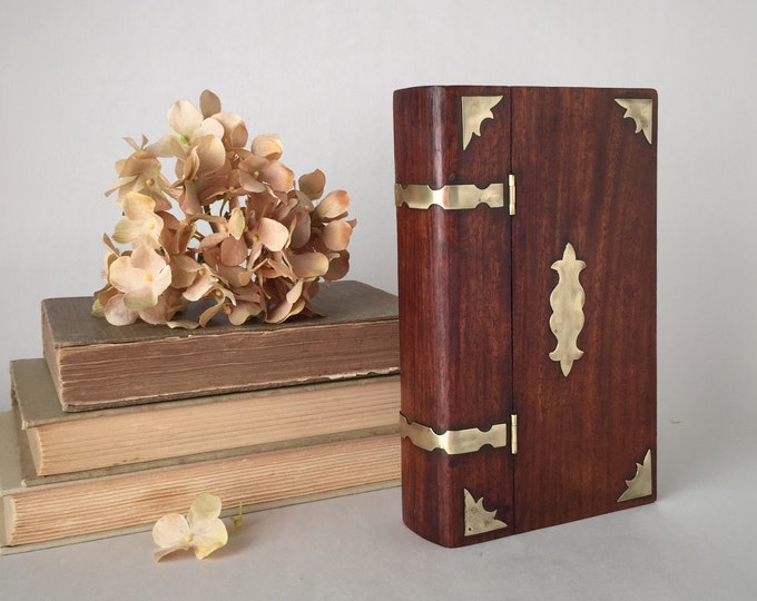Vintage Book-shaped Box With Brass Fittings| Indian Rosewood Keepsake ...