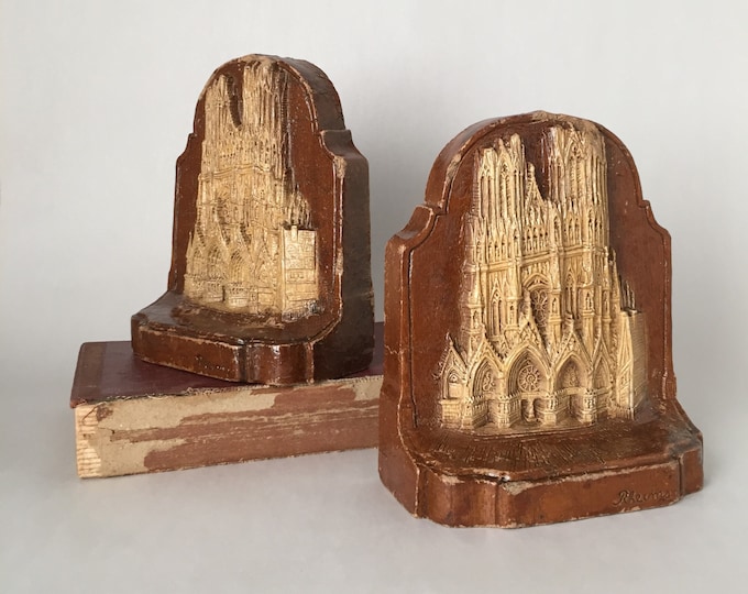Vintage Rheims Cathedral Bookends Cathedrale Notre Dame De Reims ...
