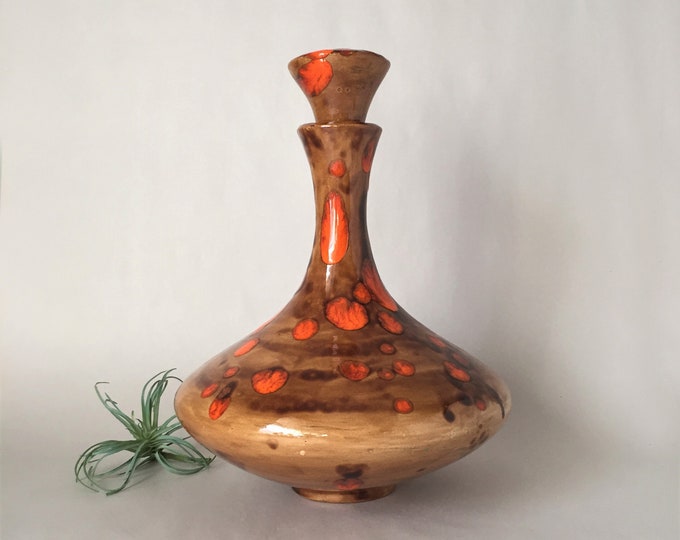 Vintage Ceramic Decanter in Retro 1970s Colors | Mid Century Brown and ...