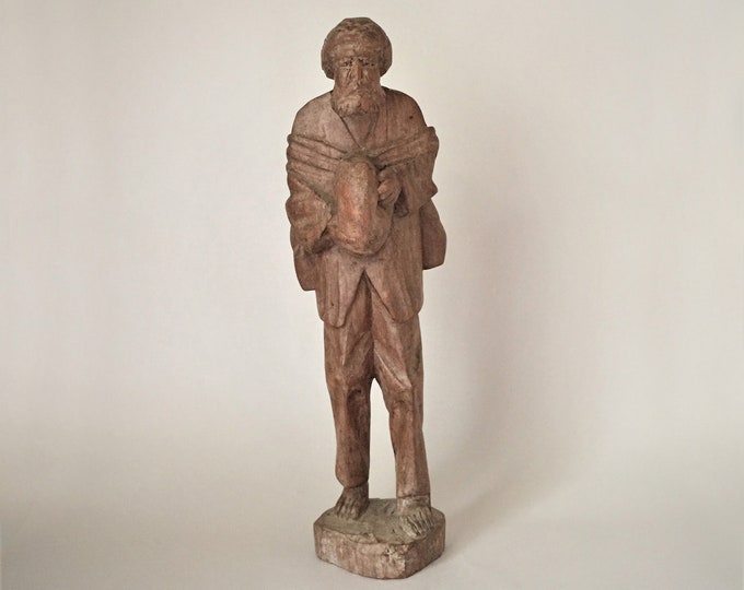 Vintage Carved Wood Sculpture of Old Man 16 In. Tall - Etsy