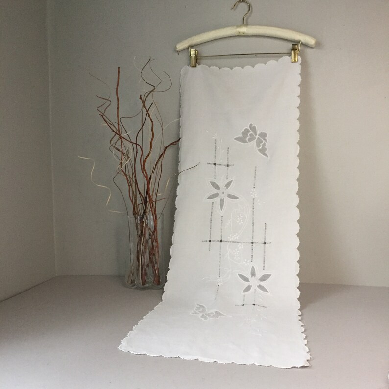 Vintage Cutwork Linen Table Runner | Etsy