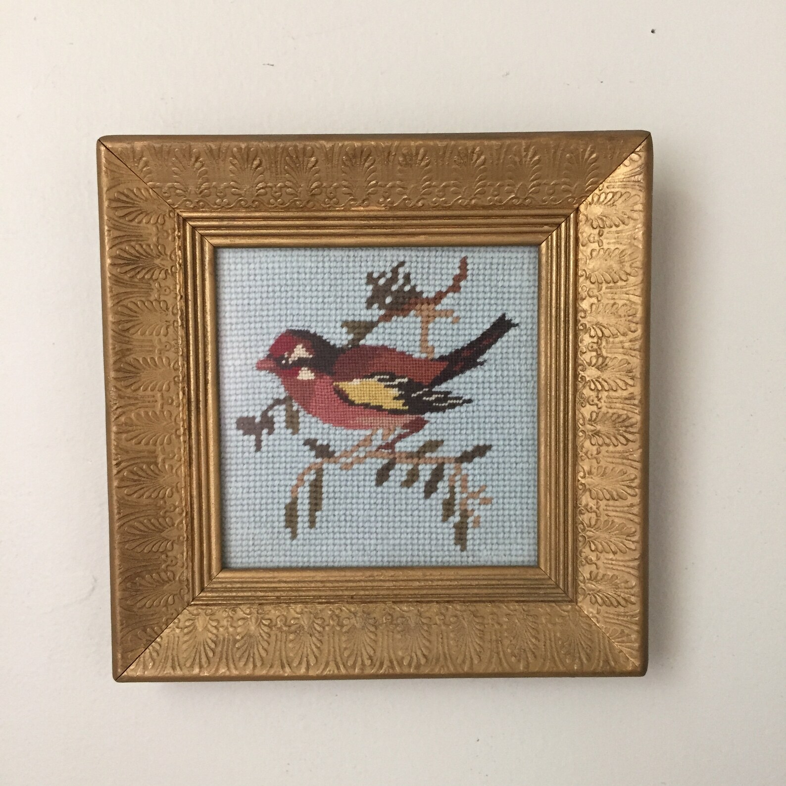 Vintage Framed Needlepoint Birds in Acanthus Leaf Gold Frames | Etsy