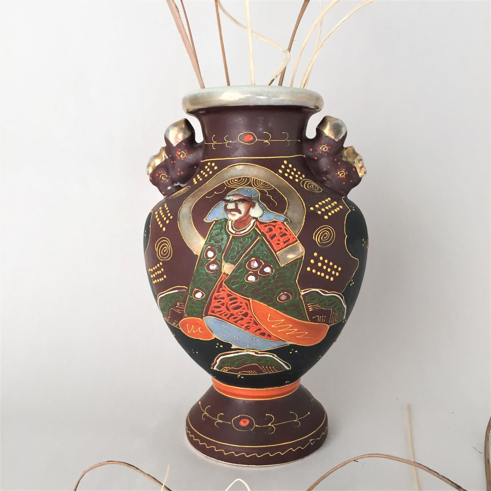 Vintage Hand Decorated Moriage Vase 7.5 Inches | Electic Asian Decor ...