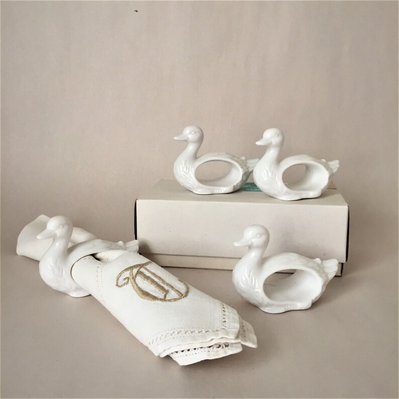 Vintage Porcelain Duck Napkin Rings Set of 4 Shafford Napkin | Etsy