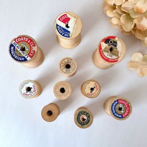 Collection of 10 Vintage Wooden Thread Spools | Farmhouse Sewing Room ...