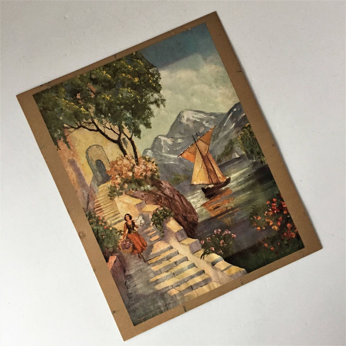 Large Reverse Painted Frame Vintage Framed Print Black and - Etsy