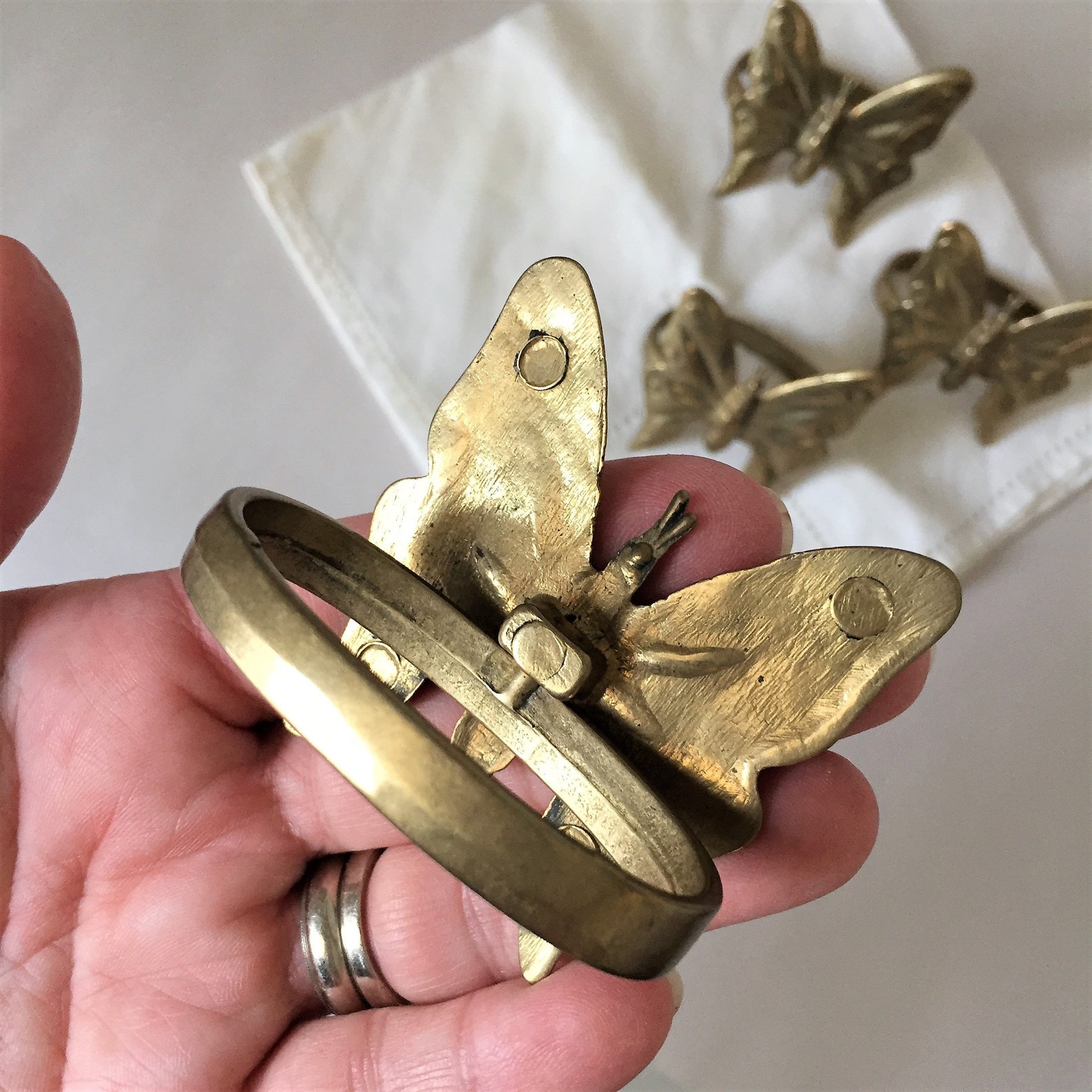 Vintage Brass Butterfly Napkin Rings Set of 4 | Etsy