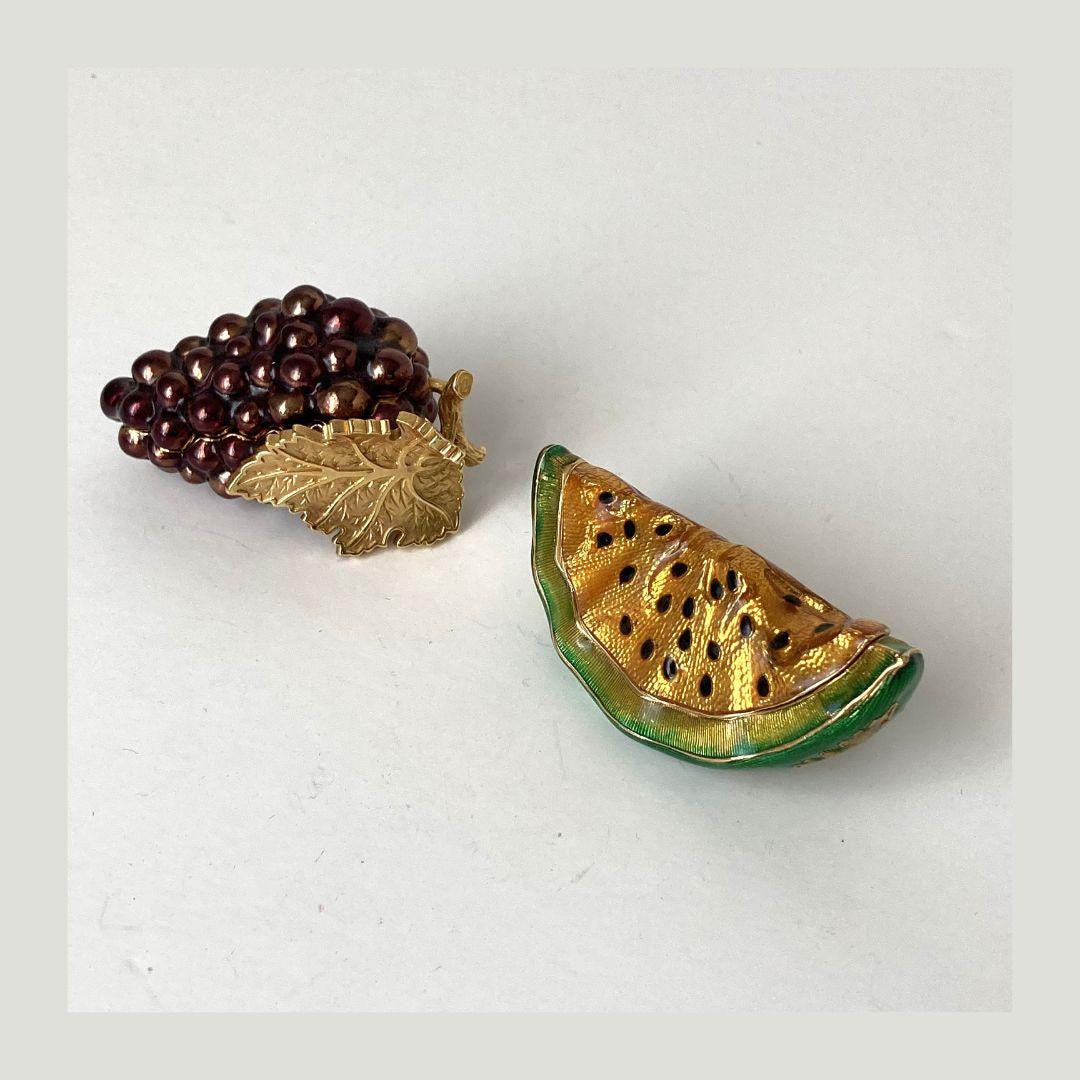 Vintage Edgar Berebi Mini Trinket Boxes Grapes and Watermelon Sold ...
