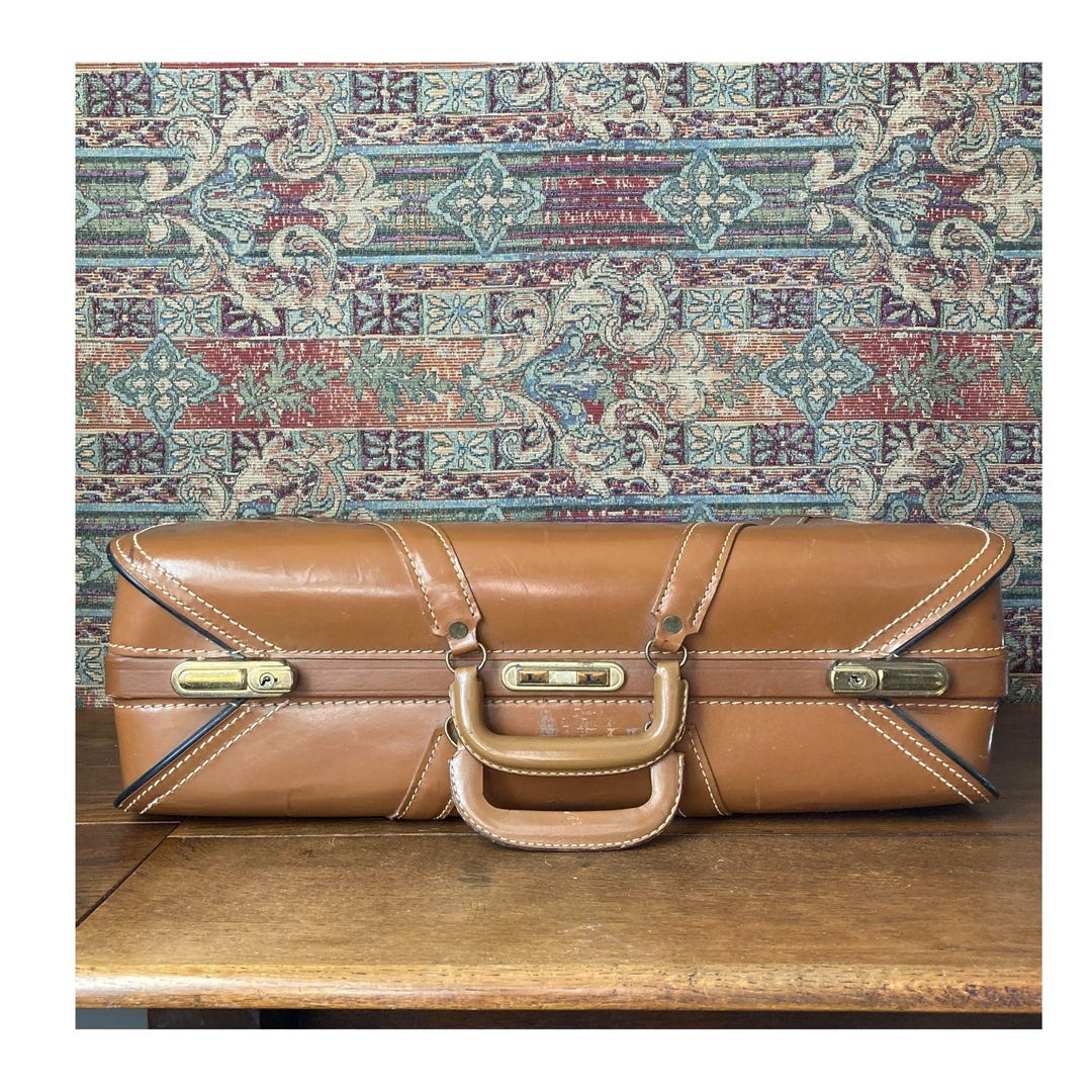 Vintage Top Grain Cowhide Suitcase Saddle Brown With Multi-compartment ...