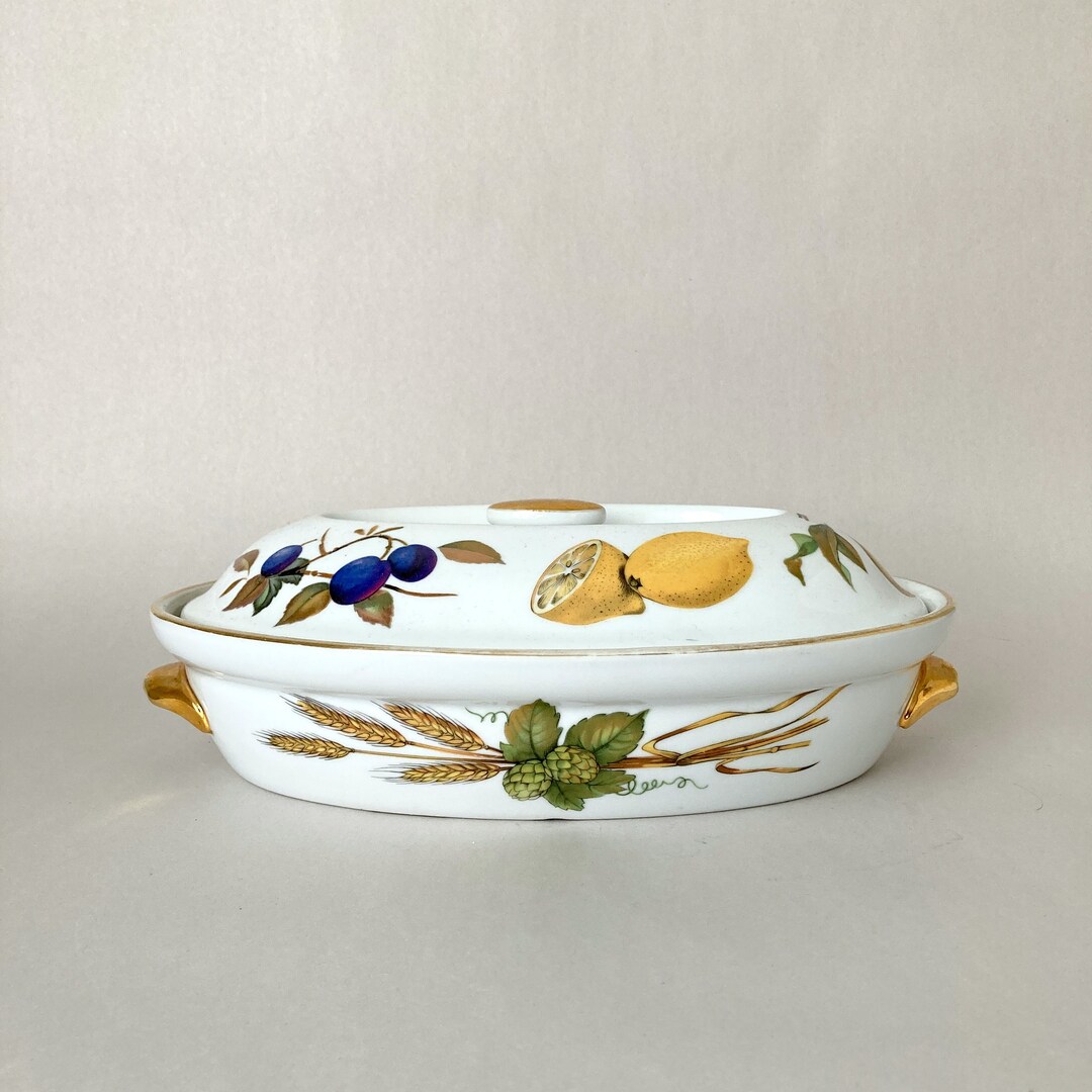 Vintage Royal Worcester Evesham Gold Oval Casserole Dish With Lid ...
