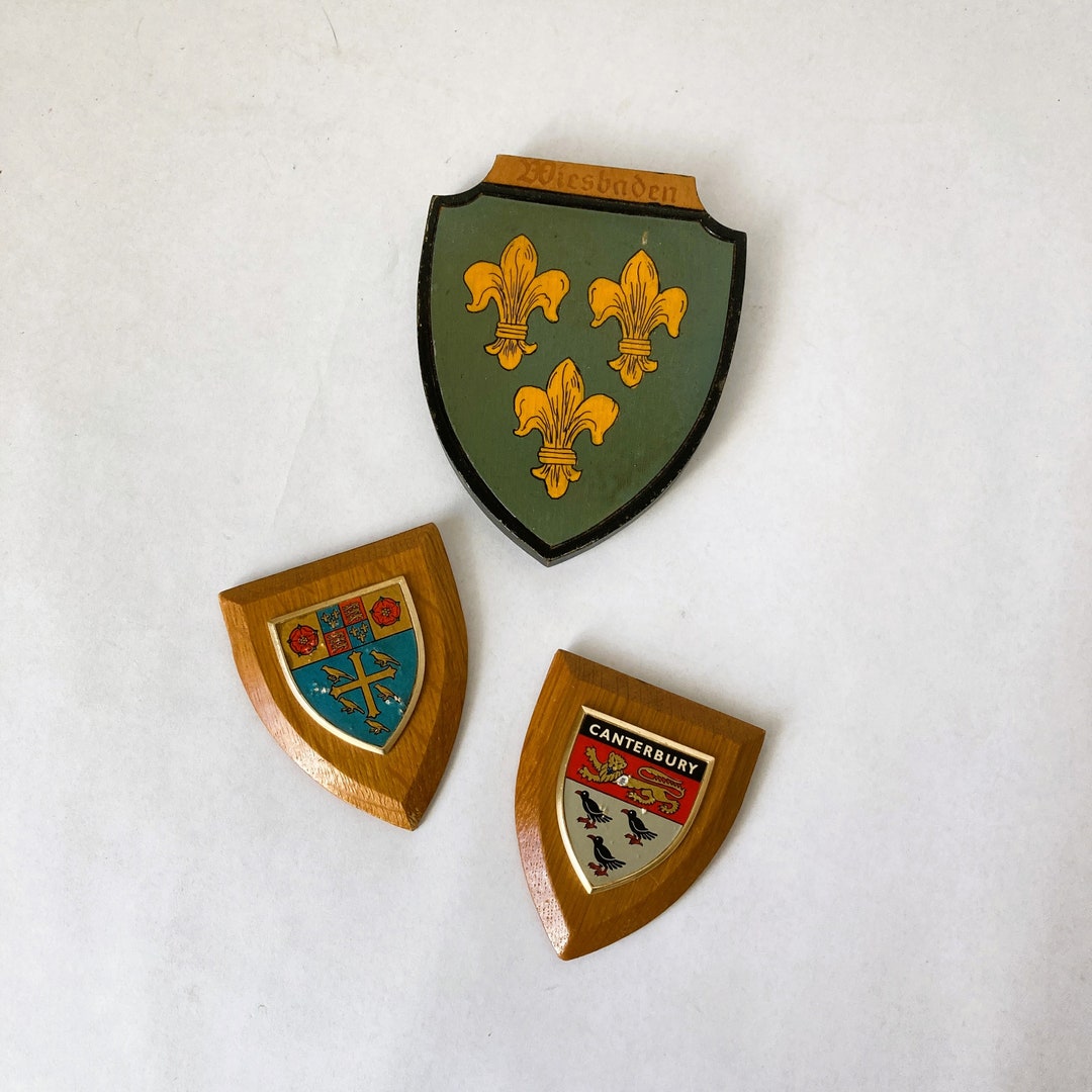 Vintage Shields on Wooden Plaques From the City of Canterbury ...