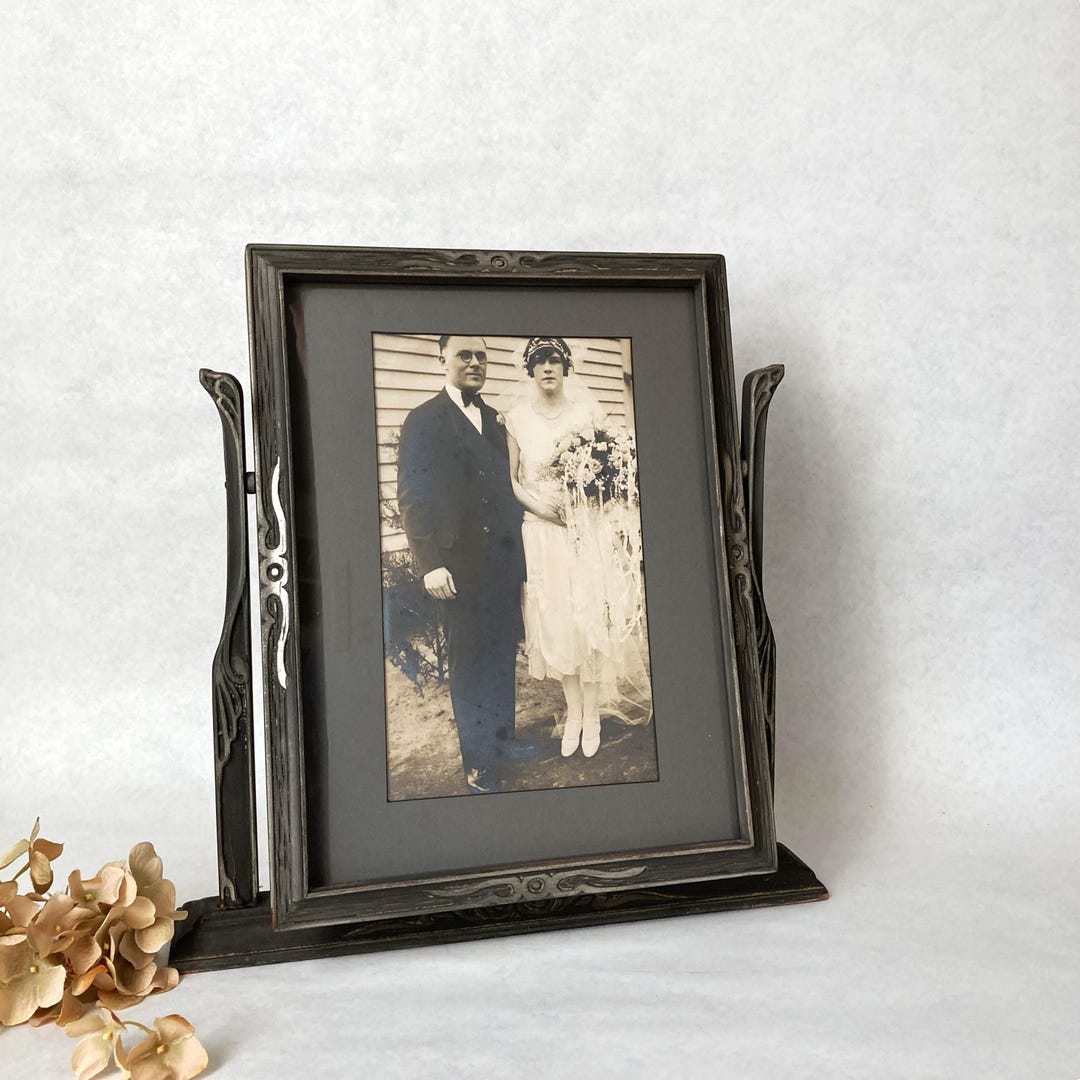 Antique Tilt Picture Frame With 1920s Wedding Portrait | Collectible ...