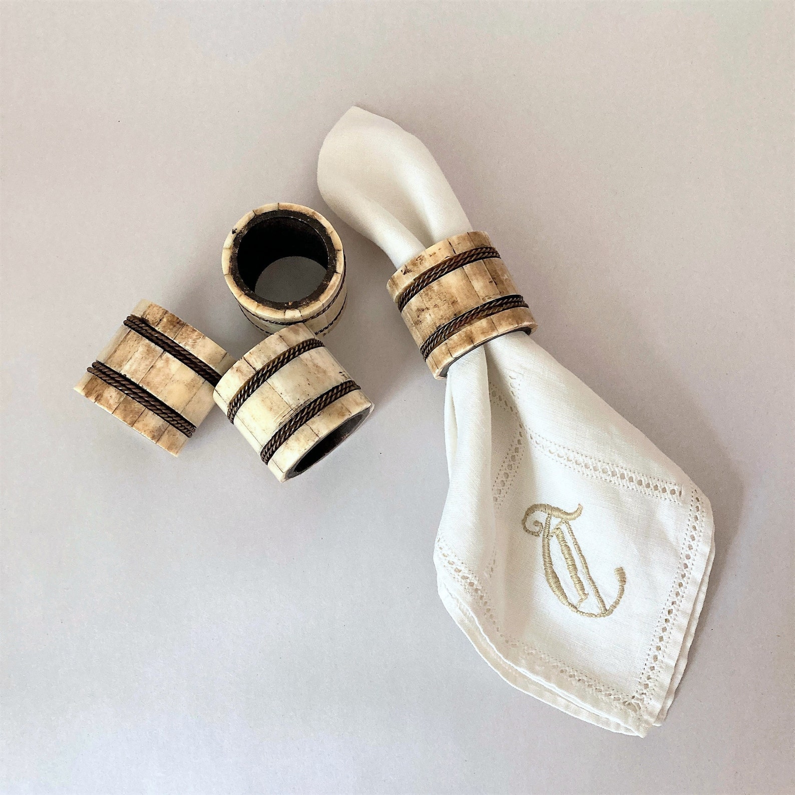 Vintage Bone and Brass Napkin Rings Set of 4 Hand Crafted - Etsy