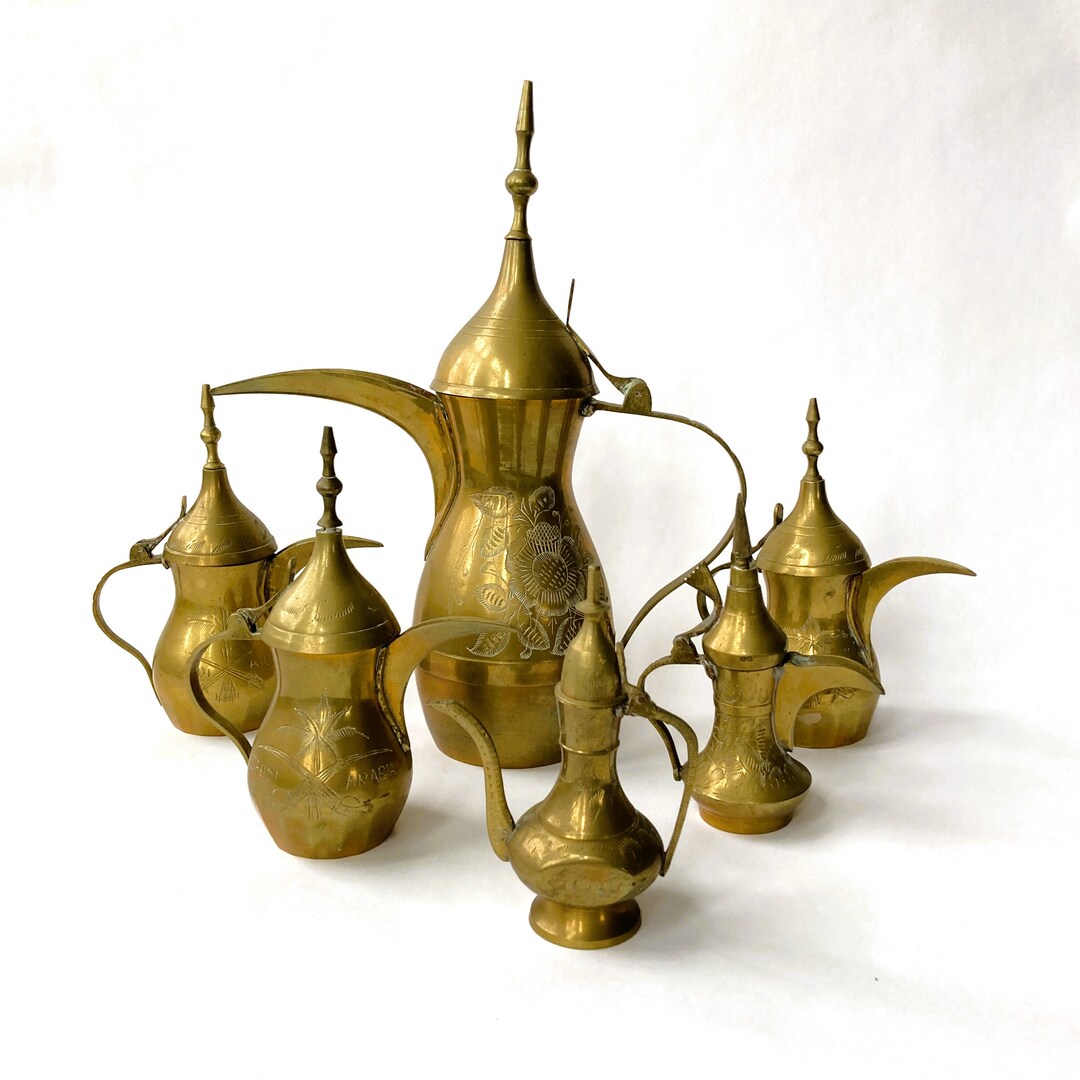 Vintage Dallah Coffee Pot Set From Saudi Arabia Five Pieces in Three ...