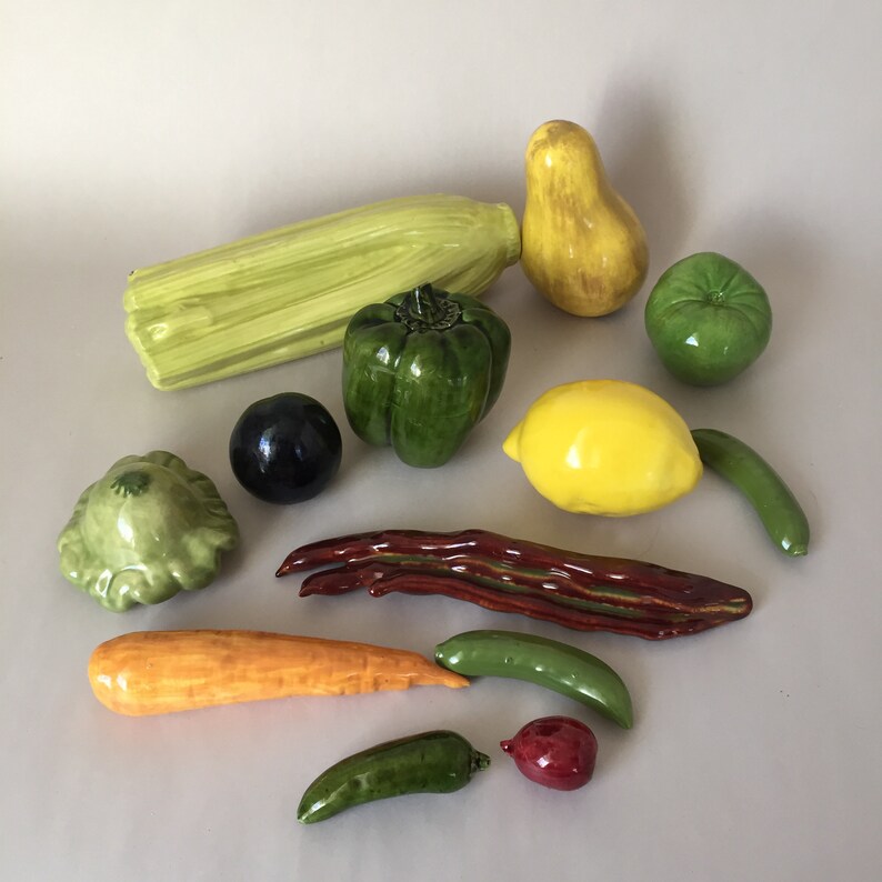 Vintage Life-size Ceramic Fruits and Veggies 13 Pcs Hand | Etsy