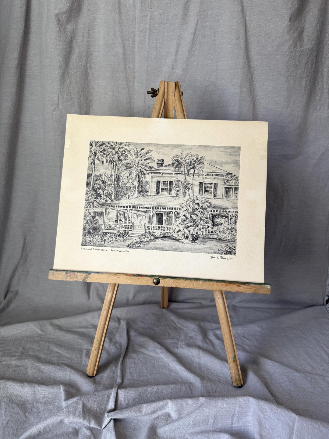 Vintage Print of Thomas A Edison Home Fort Myers Florida After Sketch ...