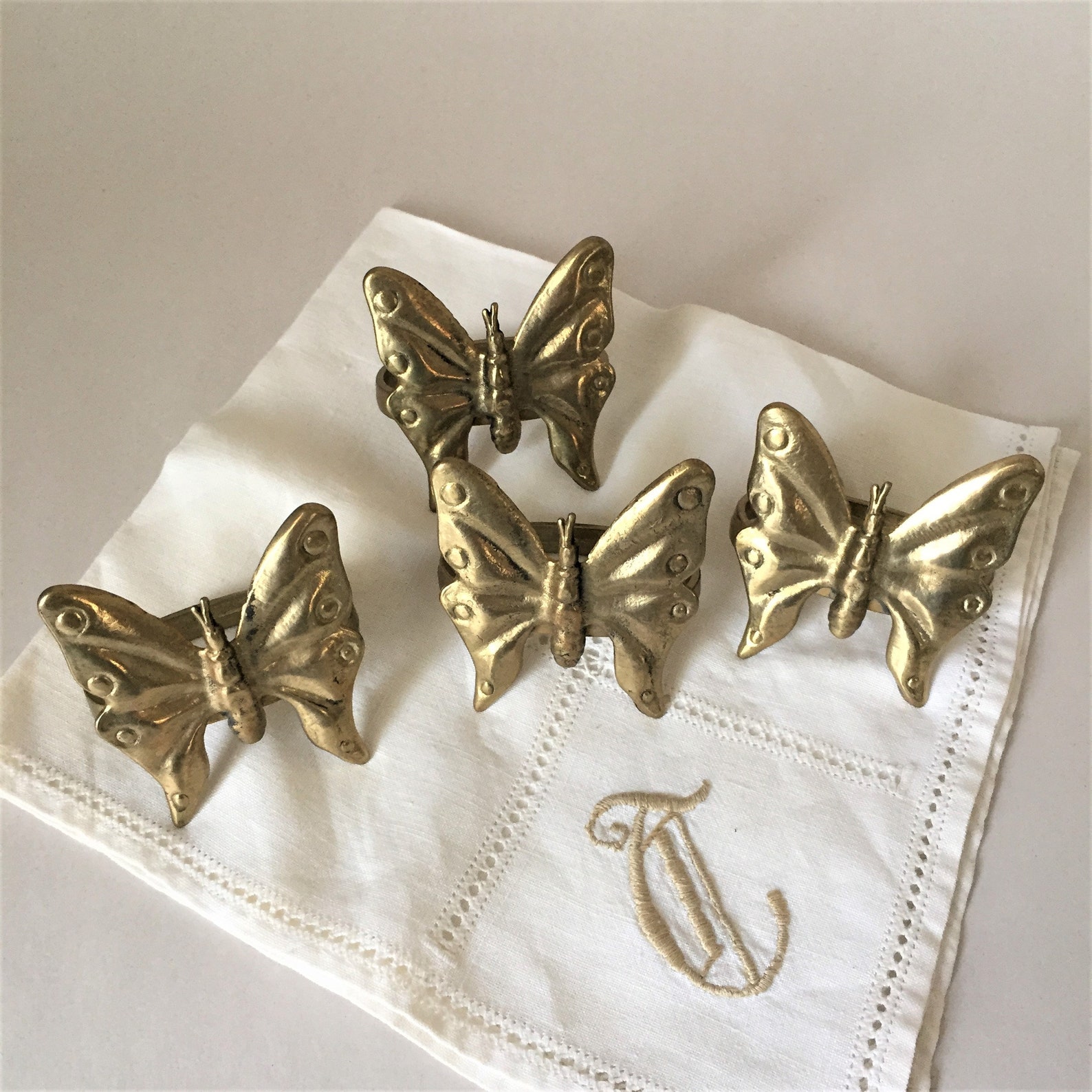 Vintage Brass Butterfly Napkin Rings Set of 4 | Etsy