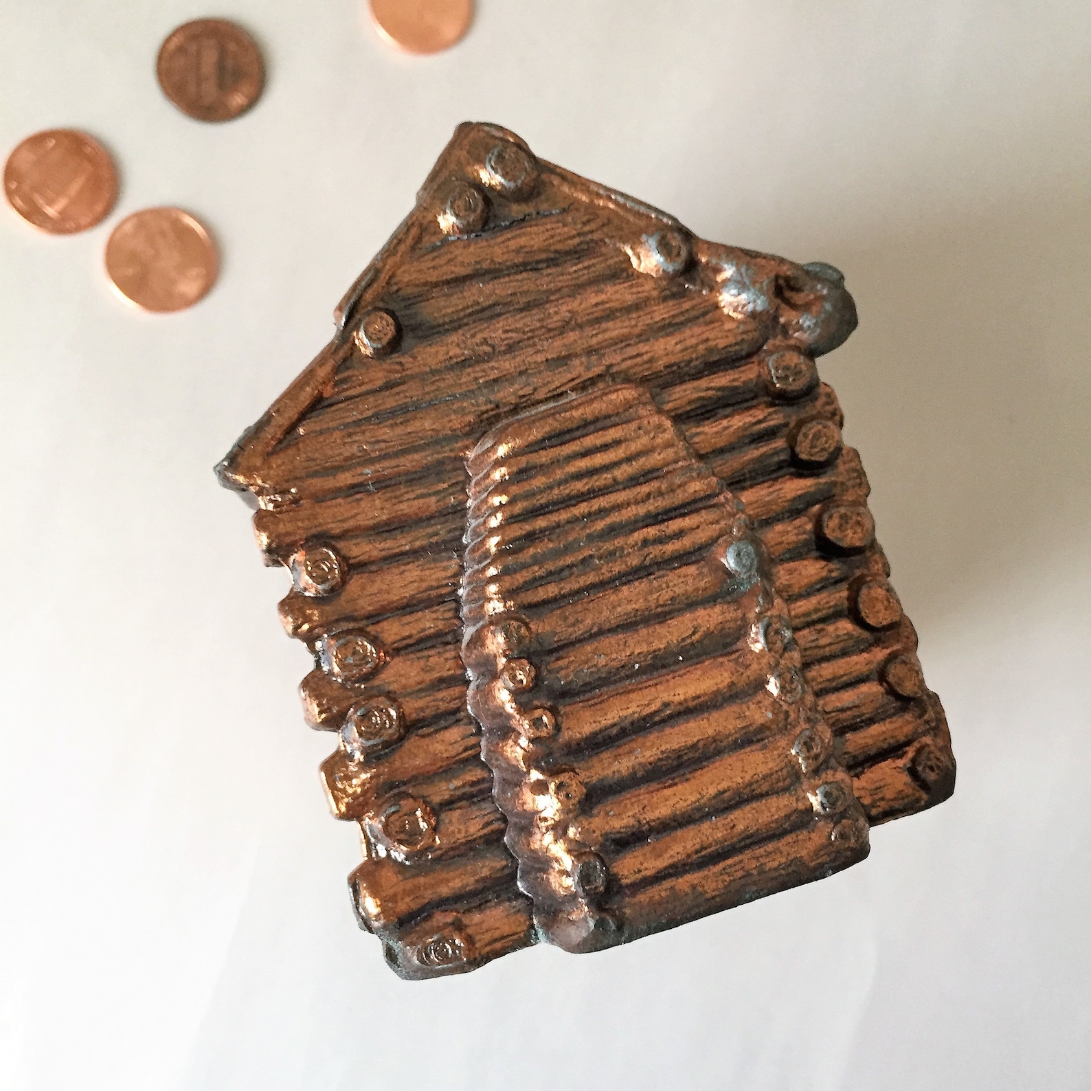 Vintage Log Cabin Coin Bank Pot Metal Savings Bank With | Etsy