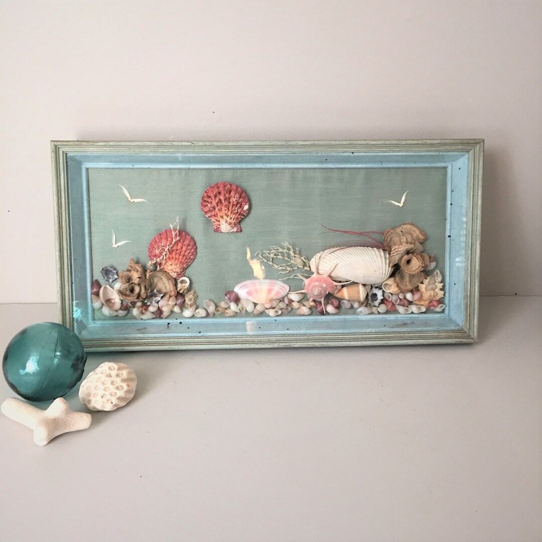 Vintage Custom Made Shadowbox Shell Art Framed Original Seashell ...