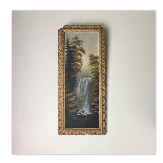 Antique Landscape Painting of Waterfall Victorian Era Artist | Etsy
