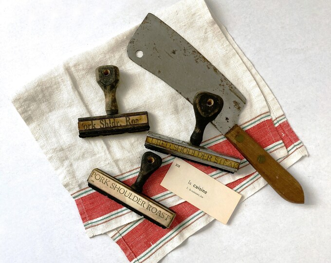 Vintage Collection of Butcher Shop Rubber Stamps for Pork Roast and ...