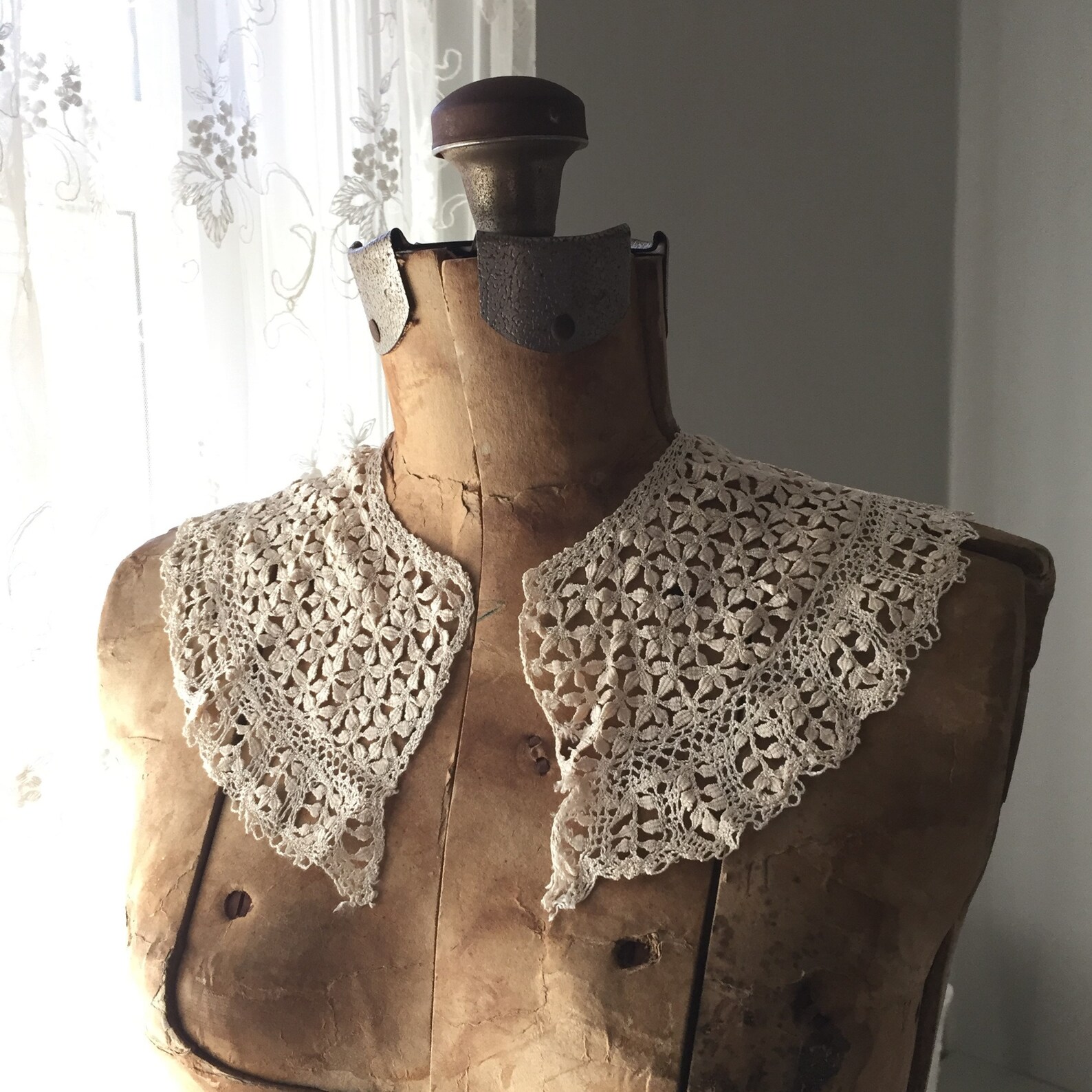 Vintage Ecru Silk Lace Maltese Collar | Hand Crafted Wide Collar for ...