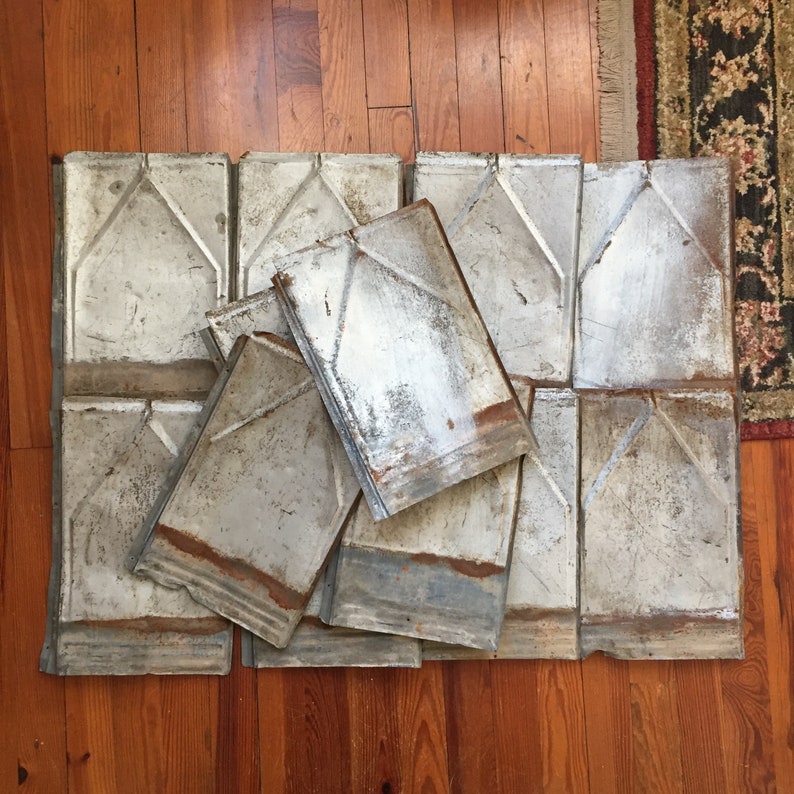 Vintage Metal Roofing Tiles From Old Texas Barn 13.75 X - Etsy