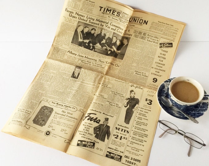 Vintage Newspaper Times Union Albany New York April 15 1945 - Etsy