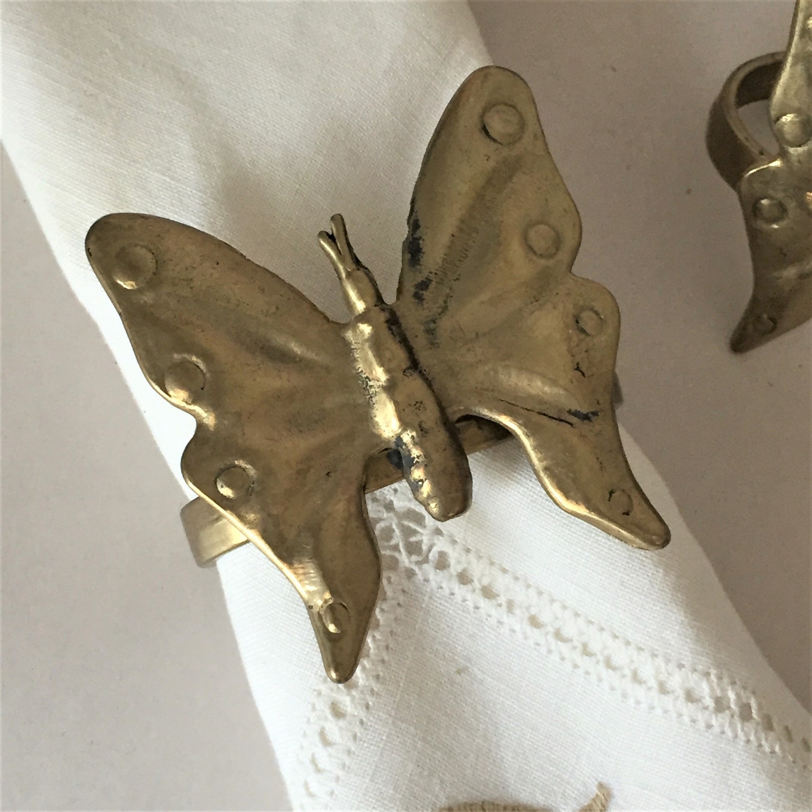 Vintage Brass Butterfly Napkin Rings Set of 4 | Etsy
