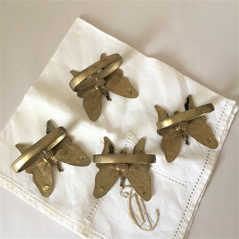 Vintage Brass Butterfly Napkin Rings Set of 4 | Etsy