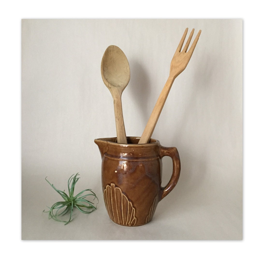 Vintage Oversized Wooden Spoon and Fork | Primitive Cooking Utensils ...