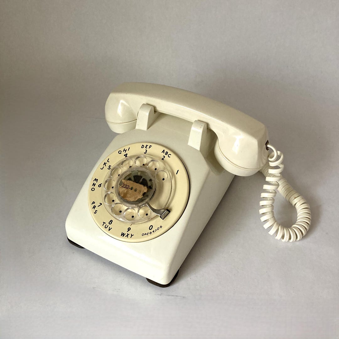 Vintage White Desktop Rotary Telephone | Vintage Office | Photo Theater ...