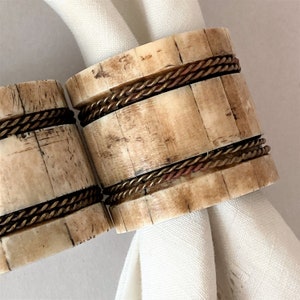 Vintage Bone and Brass Napkin Rings Set of 4 Hand Crafted Natural ...