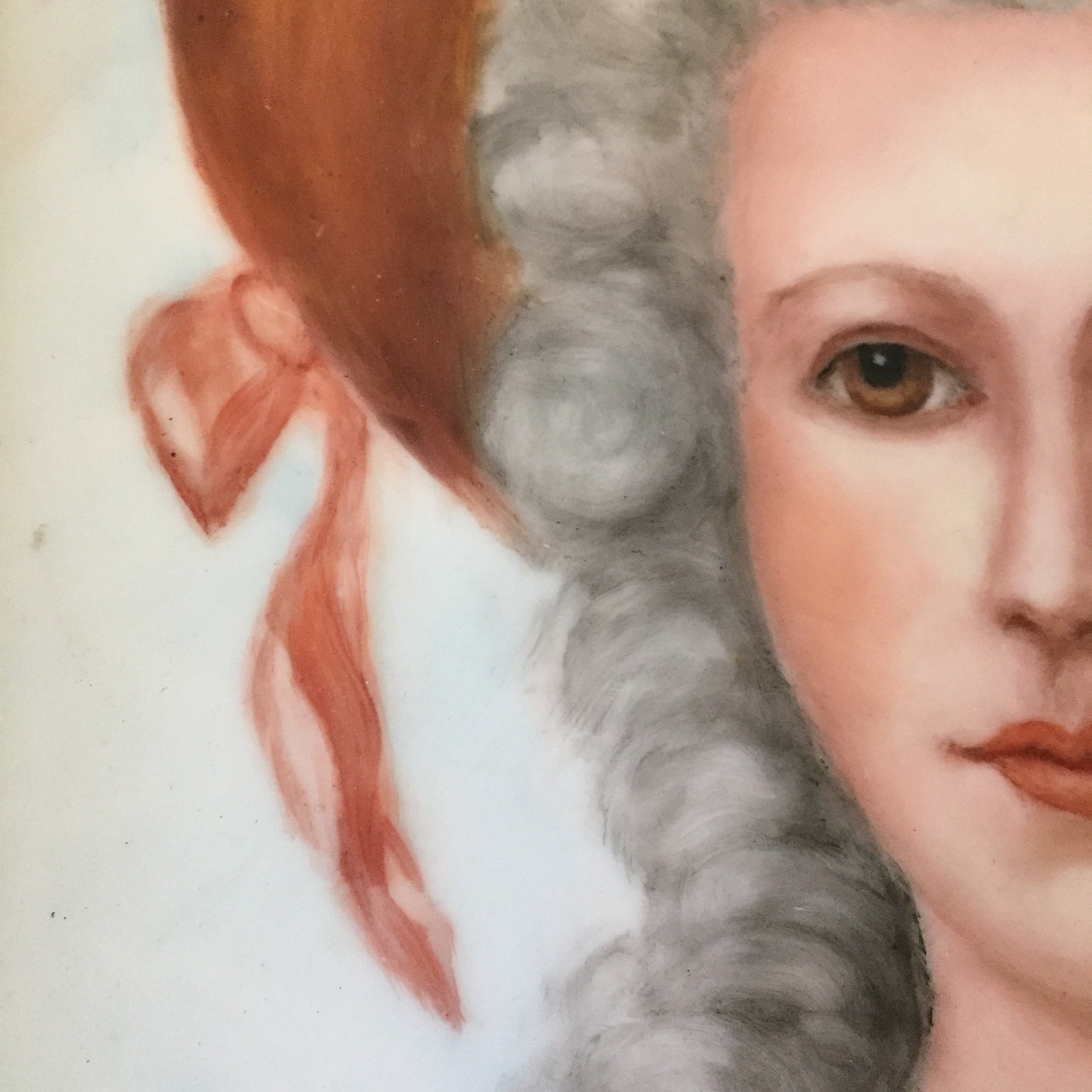Vintage Rococo Style Female Portrait on Porcelain | Framed 18th Century ...