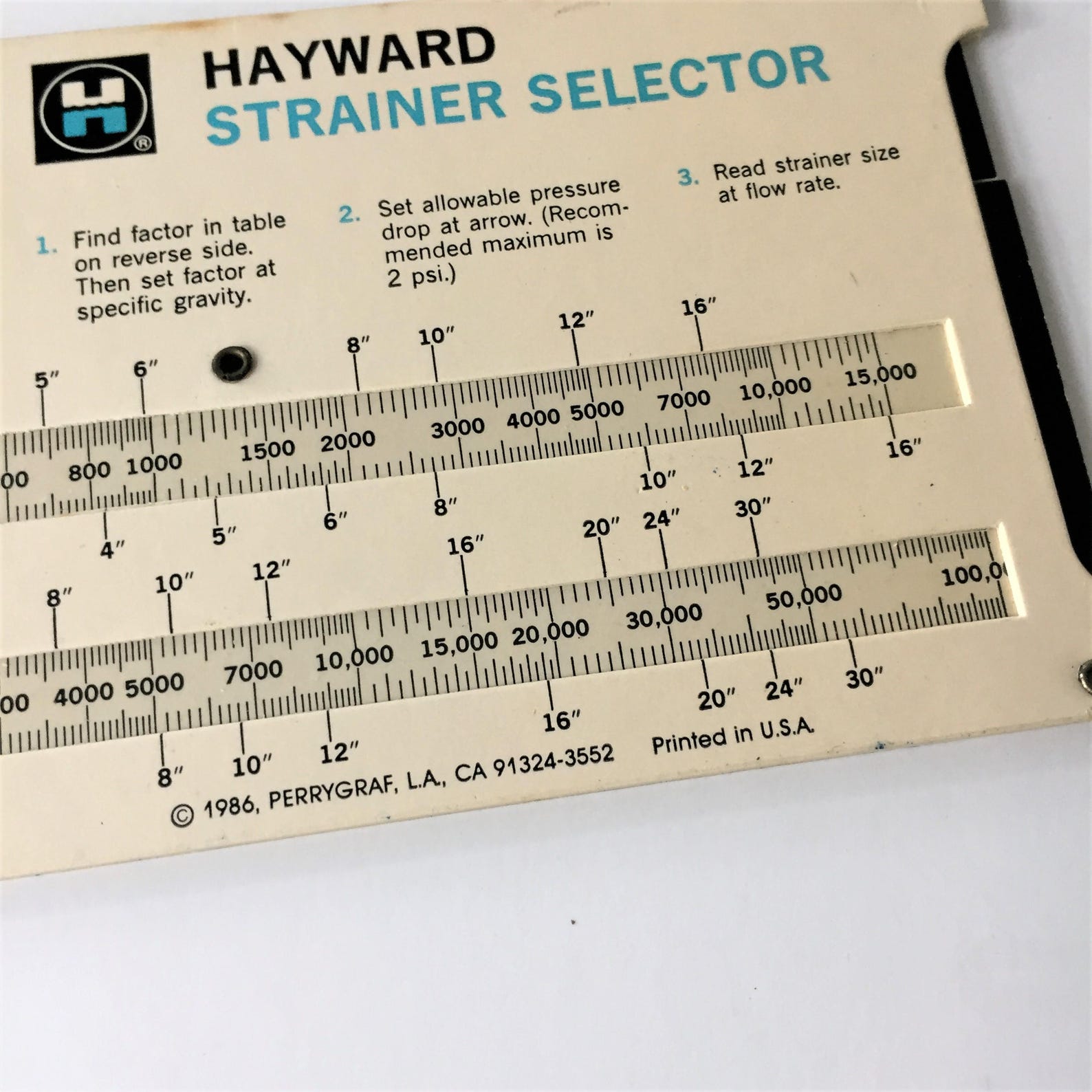 Hayward Strainer Selector Vintage Slide Chart Industrial | Etsy