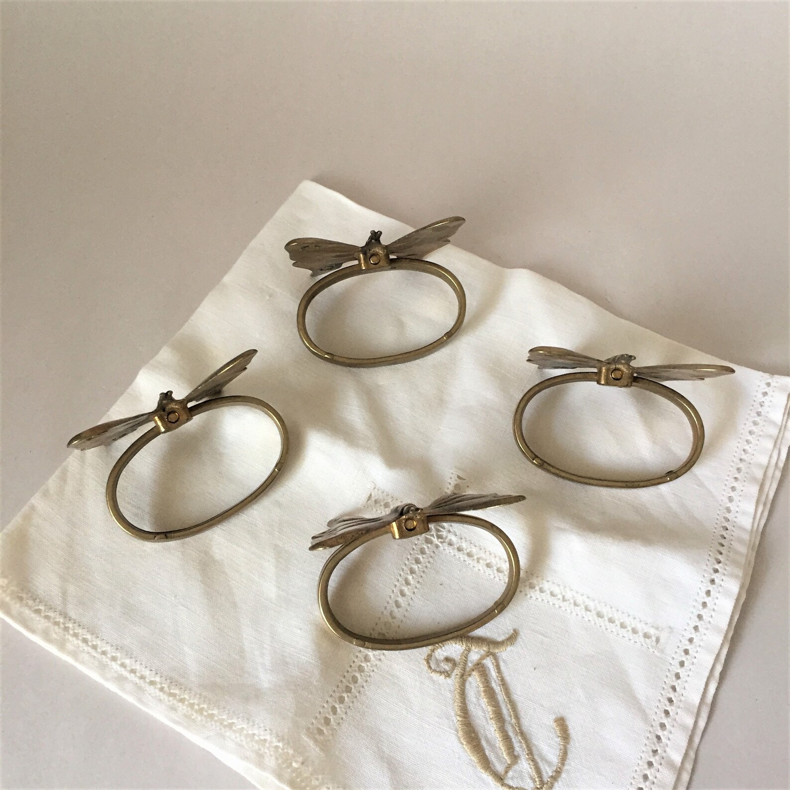 Vintage Brass Butterfly Napkin Rings Set of 4 | Etsy