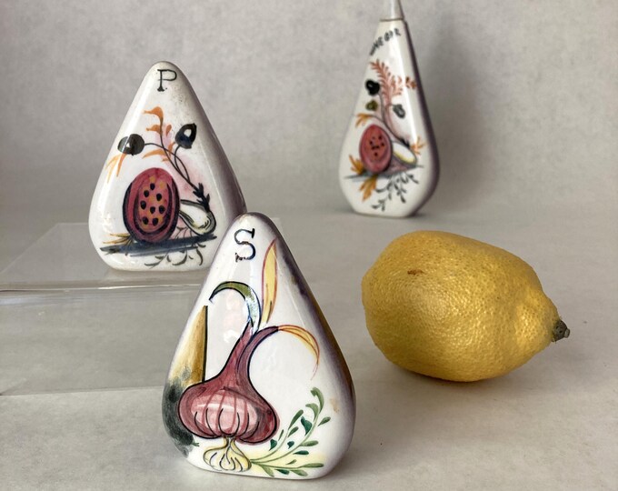 Vintage Italian Cruet Set Ceramic Vinegar Bottle With Salt and Pepper ...