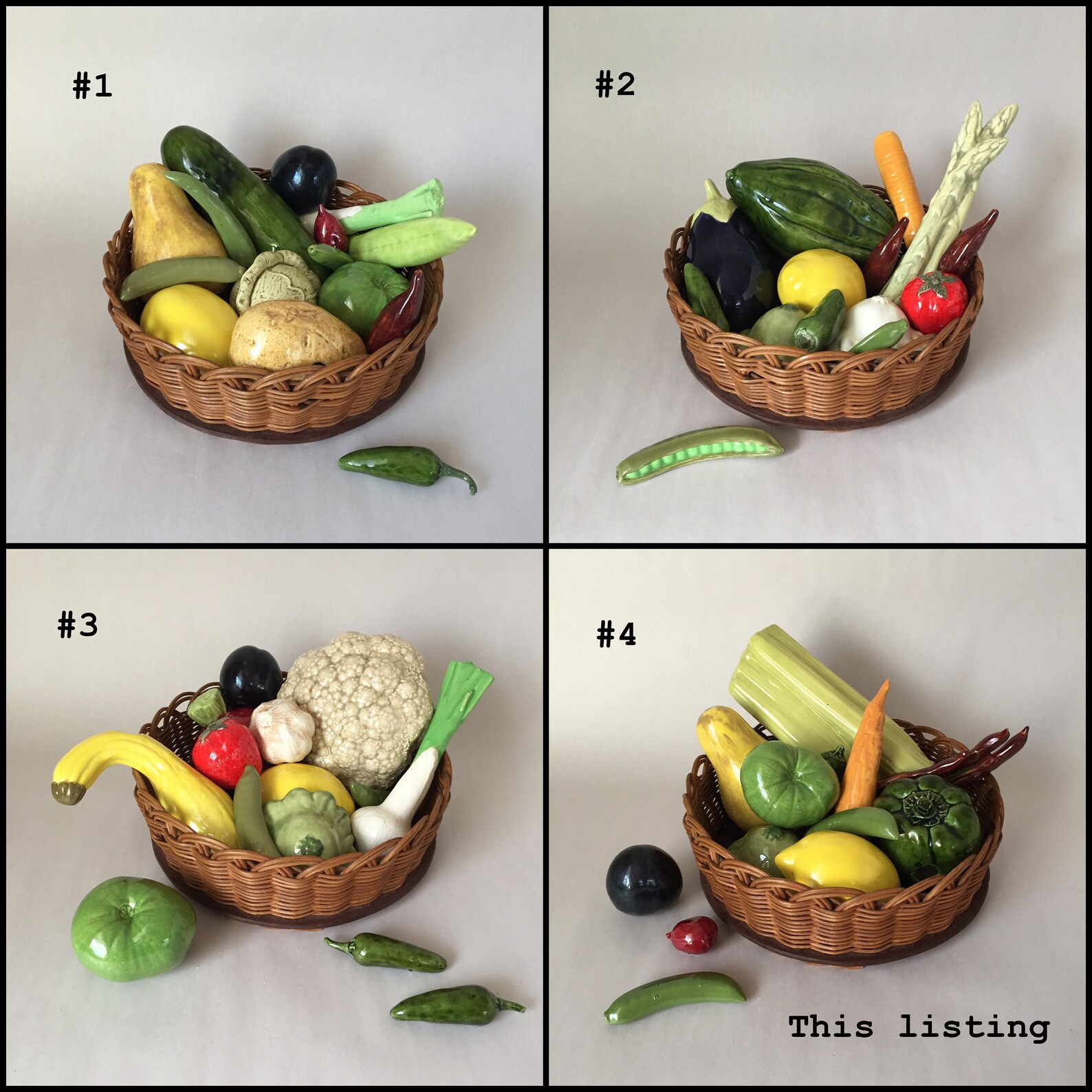 Vintage Life-size Ceramic Fruits and Veggies 13 Pcs Hand | Etsy