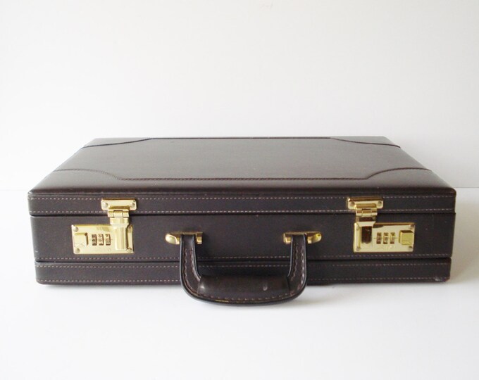 Vintage 1970s 1980s Briefcase, Two-combination Airway Briefcase, Dark ...