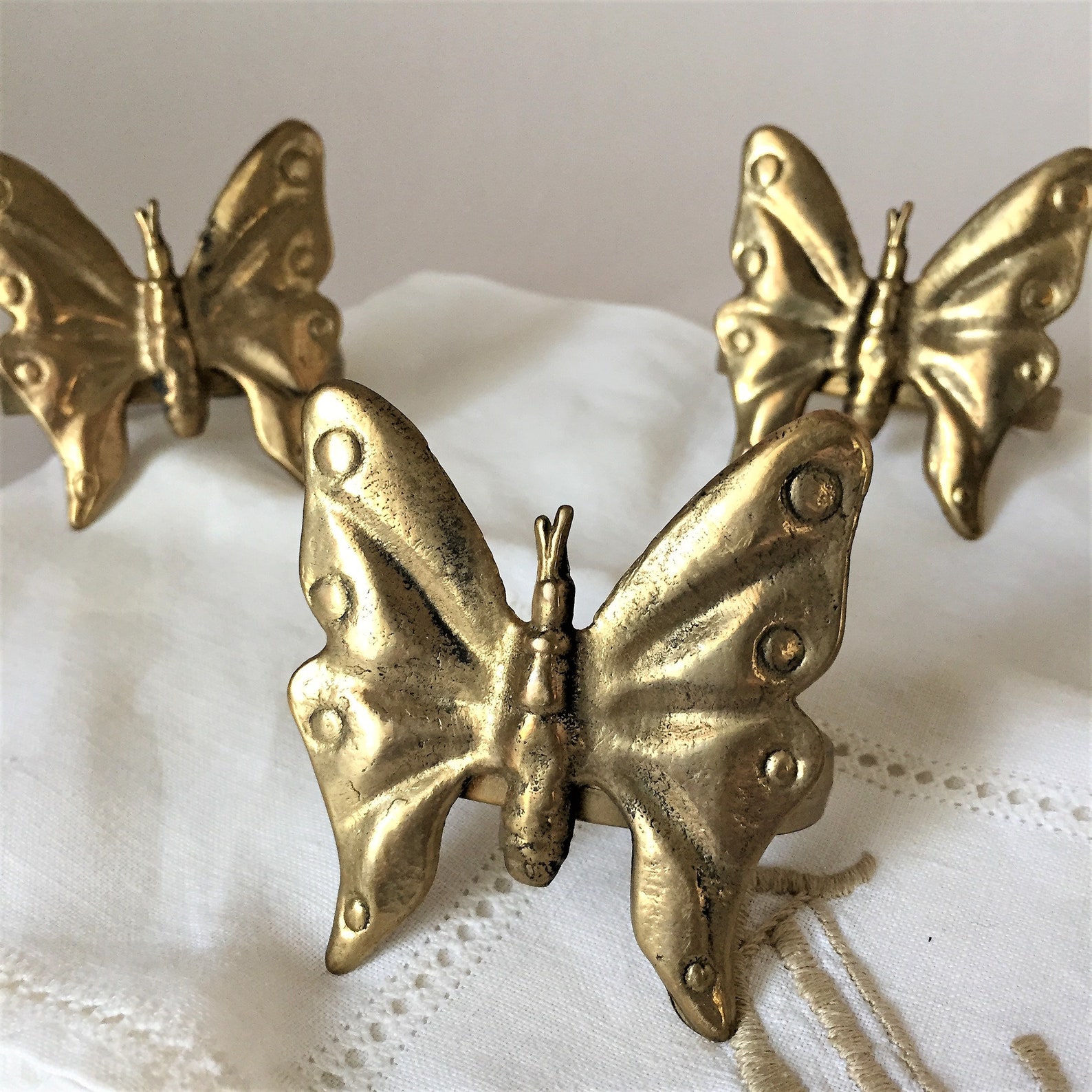 Vintage Brass Butterfly Napkin Rings Set of 4 | Etsy
