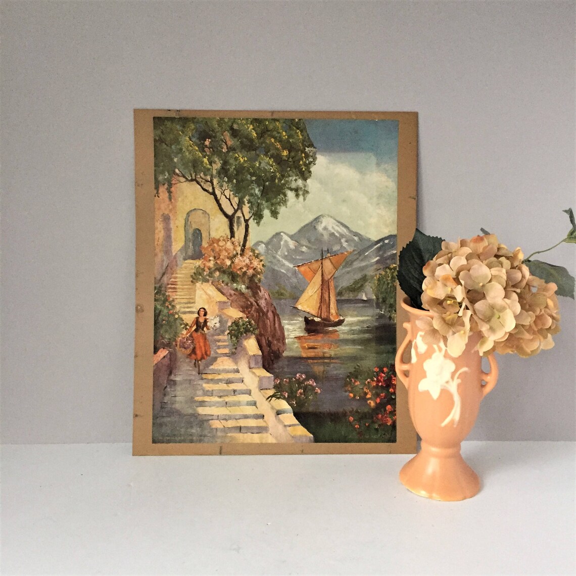 Large Reverse Painted Frame Vintage Framed Print Black and - Etsy