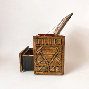 Vintage prison Art Matchstick Jewelry Box With Drawer and Mirror From ...