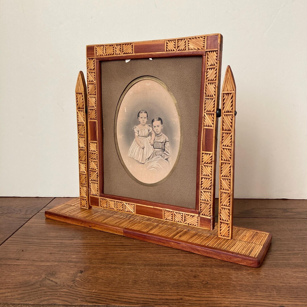 Vintage Matchstick Tilt Picture Frame | Prison Art Collectible | Folk ...