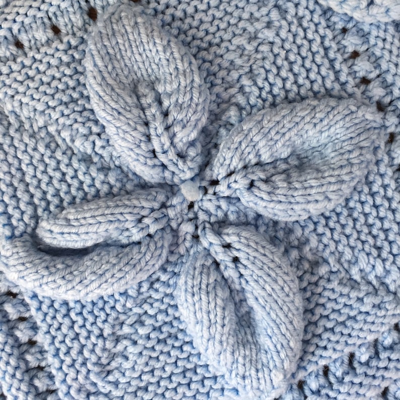 Vintage Afghan in Shades of Powder Blue With 3D Floral Motif | Etsy
