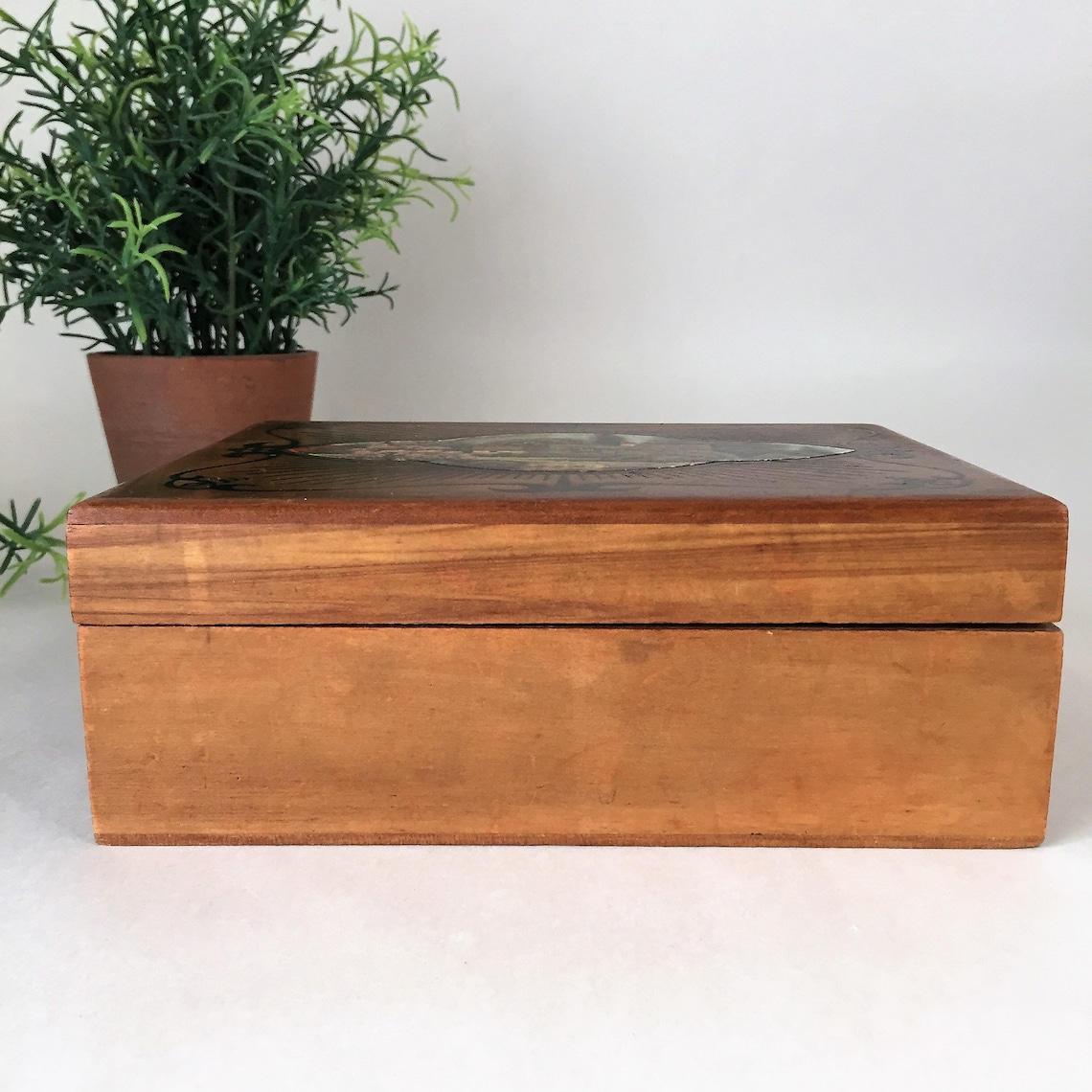 Vintage Wooden Keepsake Box with Decoupaged Cottage Scene on | Etsy