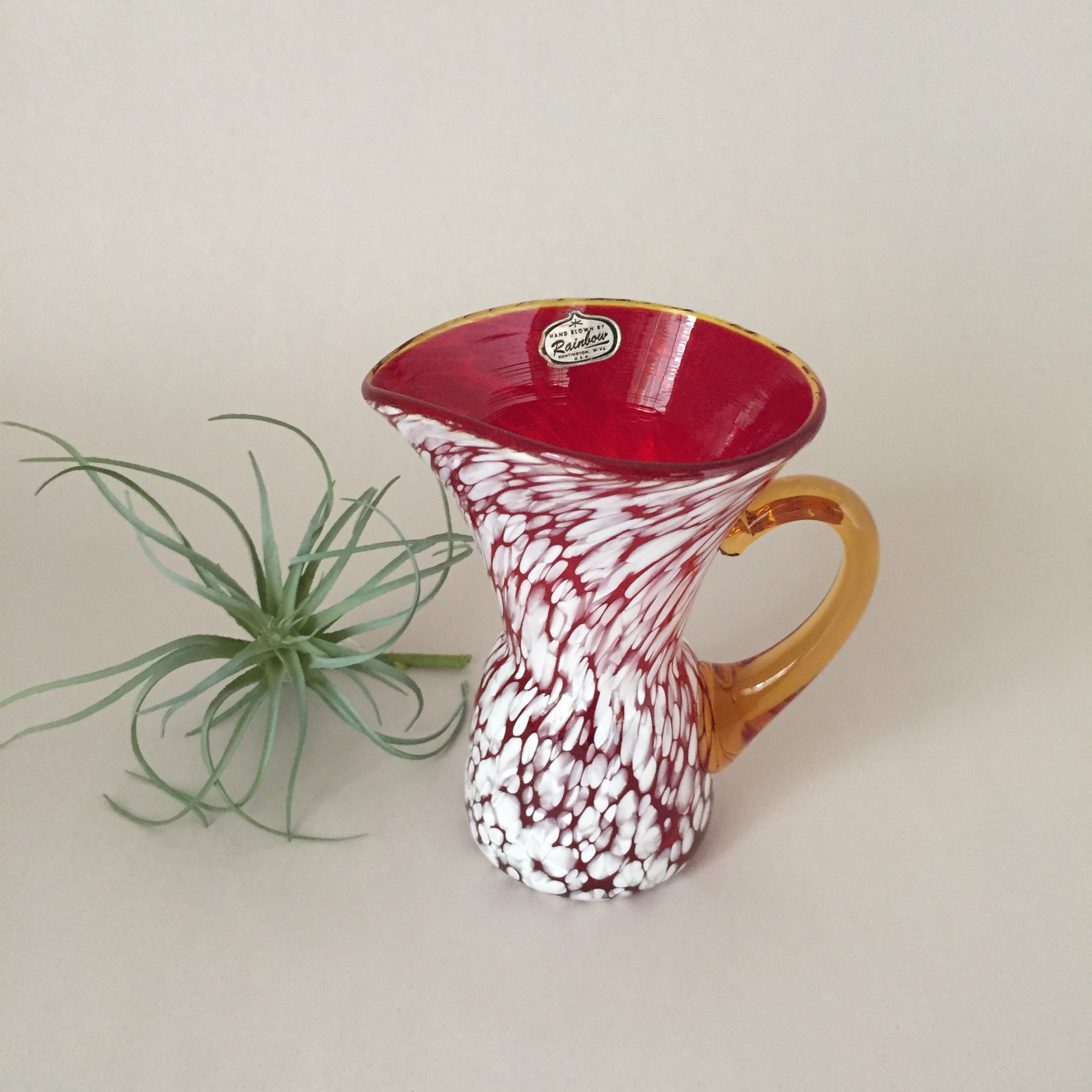 Vintage Rainbow Glass Company Hand Blown Art Glass Pitcher - Etsy UK